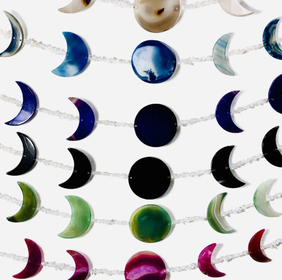 Agate Moon Phase Horizontal Wall Hanging | Cosmic Wander